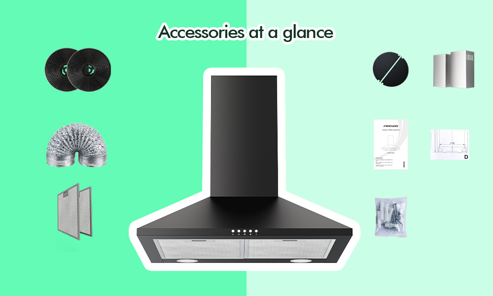 FIREGAS Black 60 cm Chimney Cooker Hood with Brushless Motor, Extractor ...