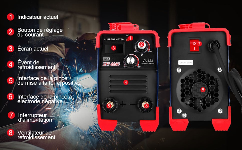 Poste à souder Inverter, SDLOGAL Soudeur DC Inverter, puissance entre 20A-225A, 220V, diamètres ...