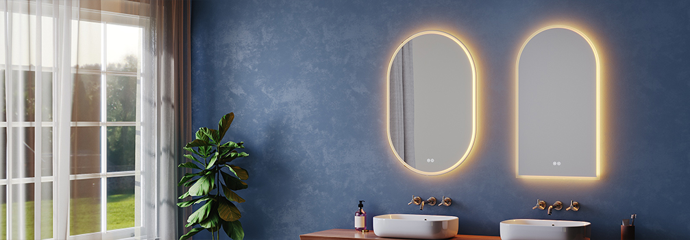 SONNI Ovaler Badspiegel mit Beleuchtung Steckdose, Wandspiegel LED ...