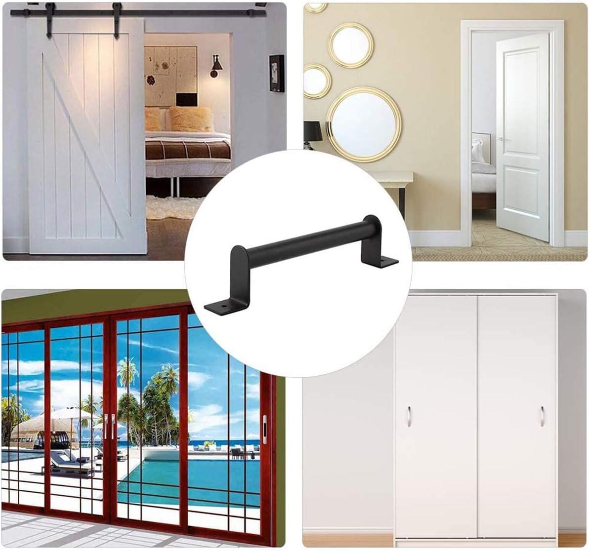 2 Pcs Poignée de Porte de Grange en Acier Carbone Durable Porte Style ...