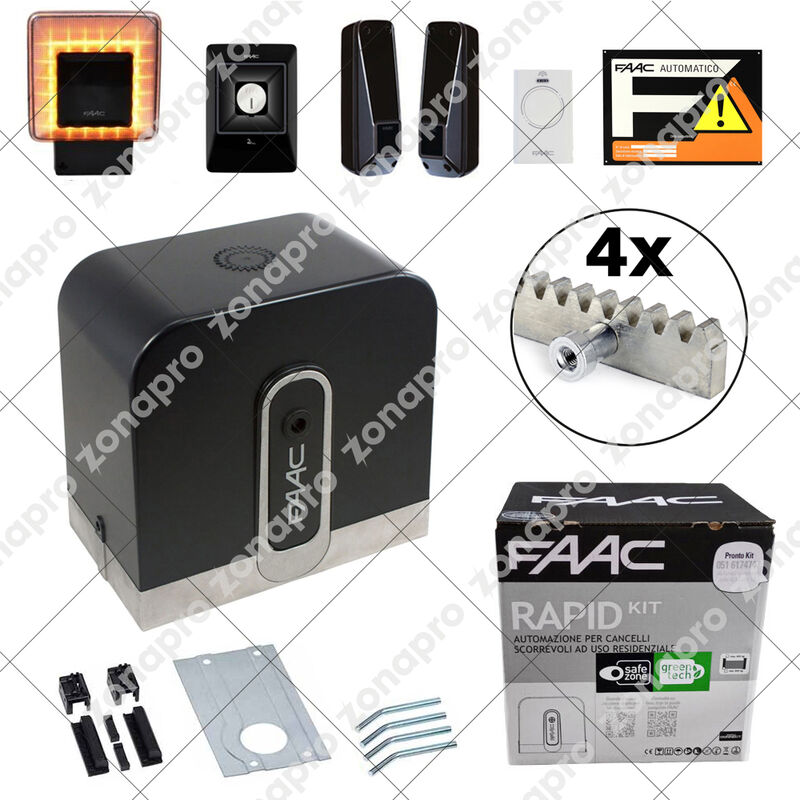 Faac 740 Delta 2 Kit 500Kg Con Cremagliera Nylon Automazione Cancello Scorrevole - Metri ...