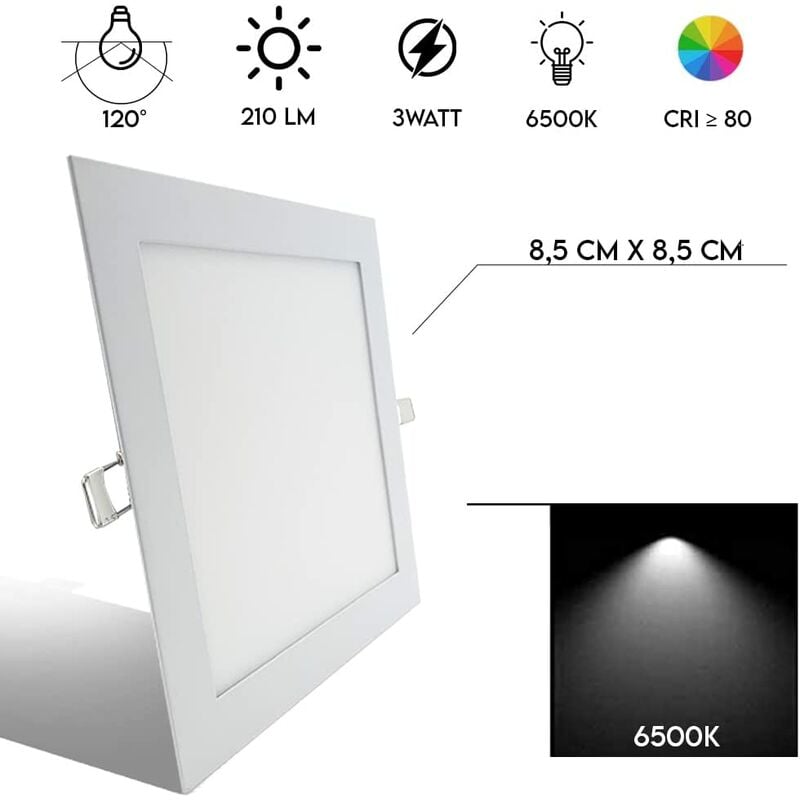 ledlux mini faretto led da incasso quadrato 3w bia | Ledlux mini ...