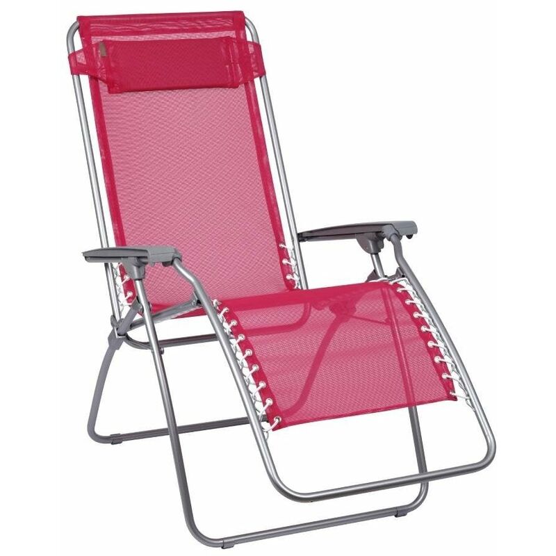 Fauteuil transat pliant avec accoudoirs rouge