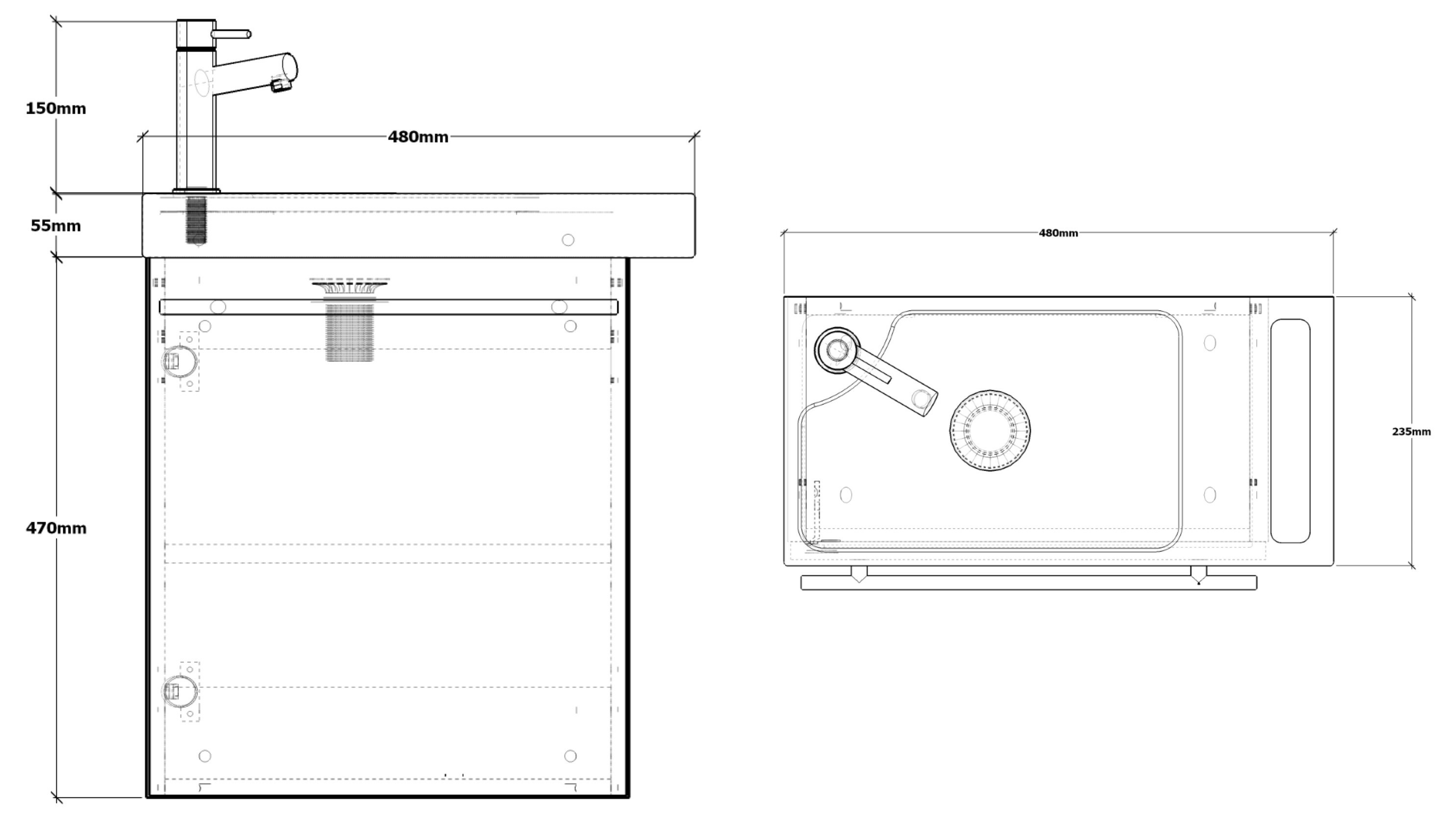 Pack lave mains blanc + Lave mains + Robinetterie eau froide