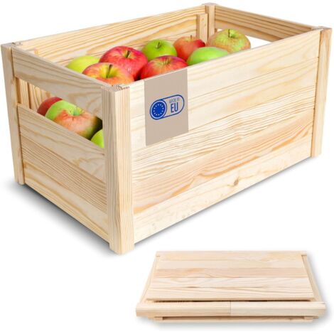 Wooden Storage Crate with Handles – Natural 40 x 30 x 24 cm
