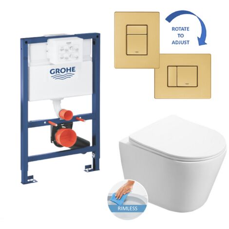 Grohe Toilet set Grohe Rapid SL frame + Infinitio rimless bowl + Grohe ...