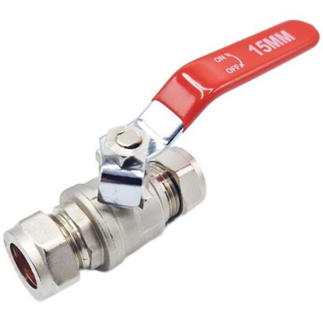 Handle Lever Inline Ball Valve 15mm Compression Black Quarter Turn