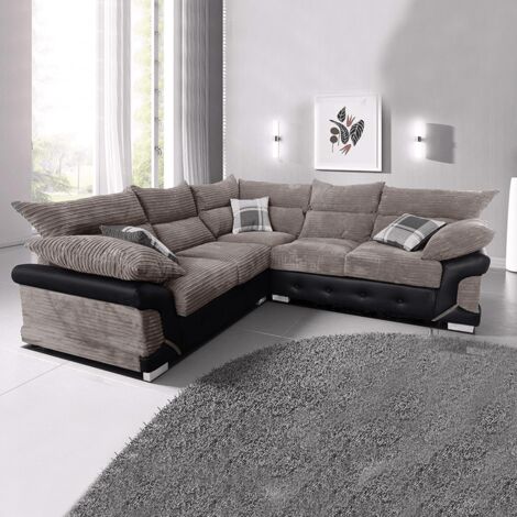 Waco Black/Grey & Beige/Brown Corner/3+2 Seated Sofa Set - Black/Grey ...