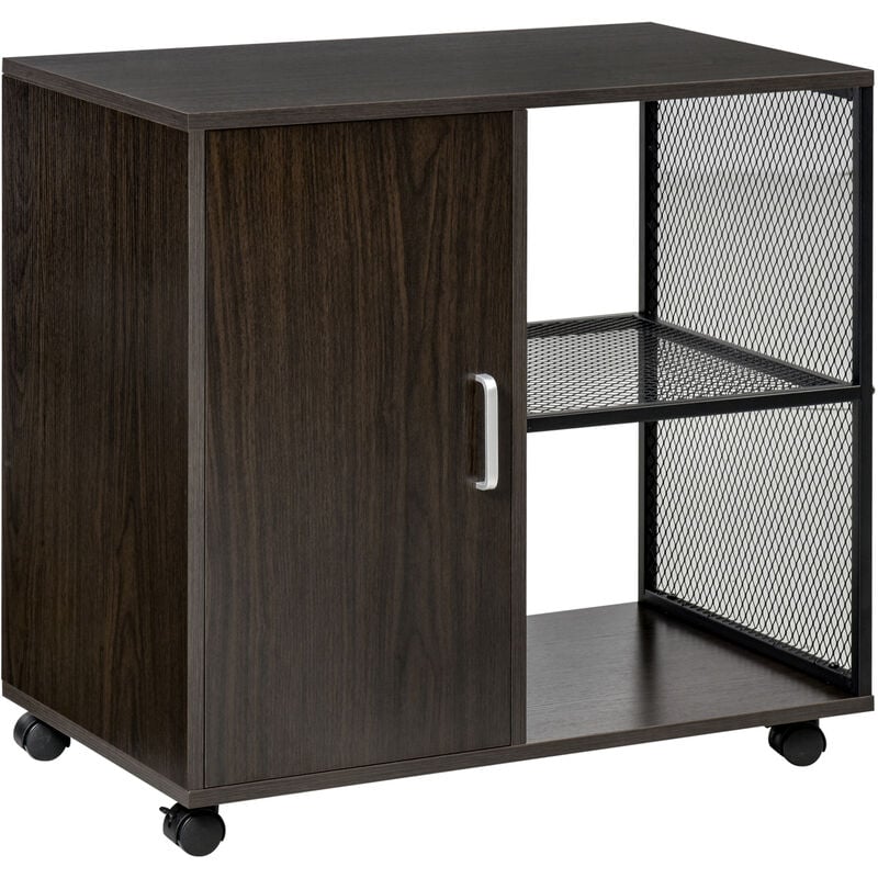 Homcom Rolling Storage Cabinet 3-Tier Mobile File Cabinet With Wheels ...