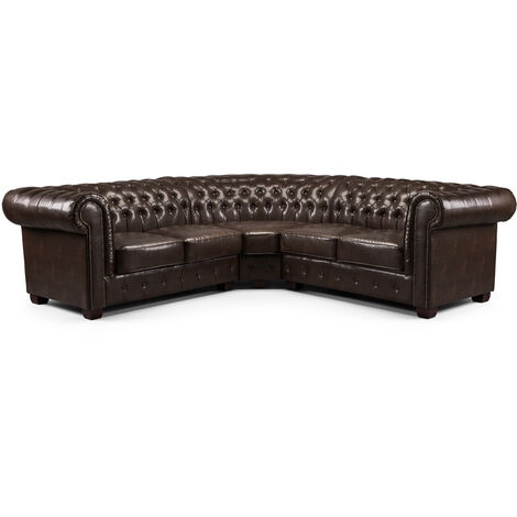 Tan Leather Chesterfield Corner Sofa | Cabinets Matttroy