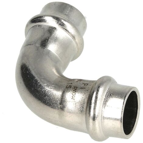 Coude 90° à sertir en inox FF15 mm profil V