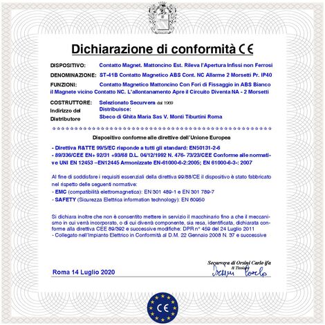 Rilevatore Magnetico Esterno 10 Pezzi Allarme Infissi Non Ferrosi ...