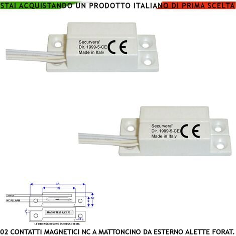 Sensori Magnetici Esterno 2 Pezzi Contatto Reed NC Sottovuoto ...