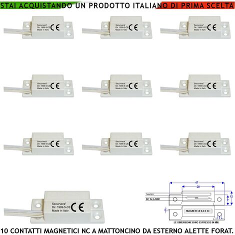 Sensori Magnetici Esterno 10 Pezzi Sensibilità Magnetica 13 mm Contatto ...