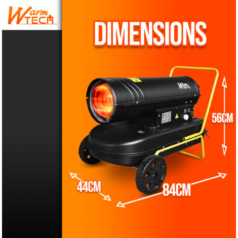 Canon à chaleur 30 KW diesel avec thermostat et roues - Warmtech