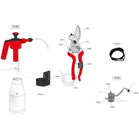 élagueur FELCO 8 avec pulvérisateur, coupe-branches, sécateur de jardin ...