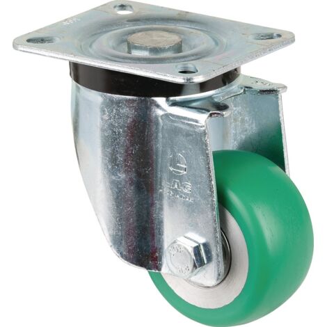 Roulette pivotante D.80mm Trgf.170kg plateau PU L105xL85mm Coloris Rl ...