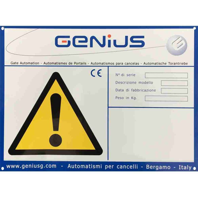 6100018 Plaque Logo Genius Genius 6100018 Automation Automatismes Neuf ...