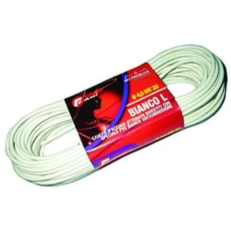 CAVETTO ACCIAIO OTTONATO RIVESTITO IN PVC BIANCO - ø mm.5x mt.20 -- FER ...