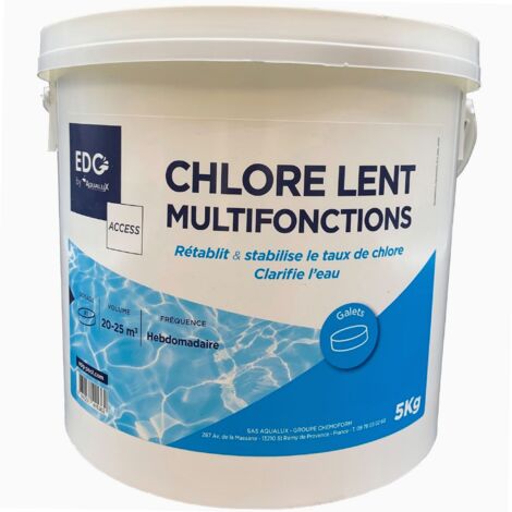 Chlore Multifonctions Piscine - Galet 200 g Seau 5 kg - Edg by Aqualux ...
