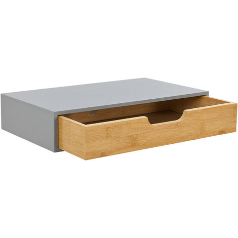Mensola Bokn con Cassetto Integrato 40 x 24 x 8 cm Bambù Grigio [en.casa]
