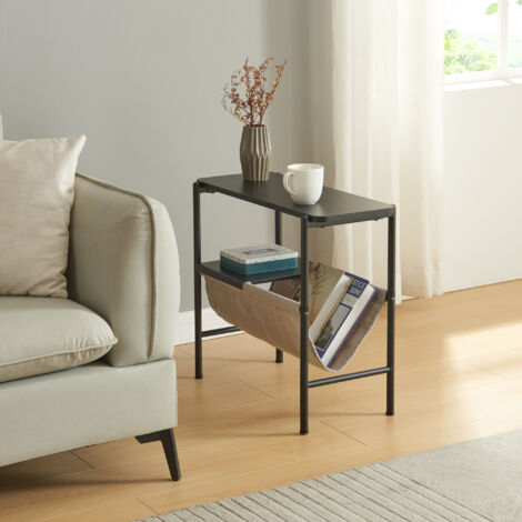 Tavolino Laterale da Divano Samnanger con Portariviste - Nero / Grigio ...
