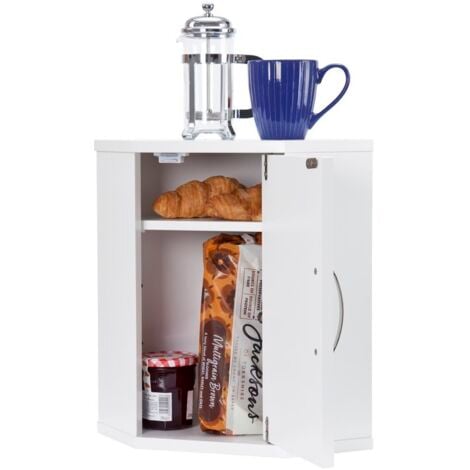 Upright Bread Bin + Kitchen Corner Cabinet // White // Freestanding or ...