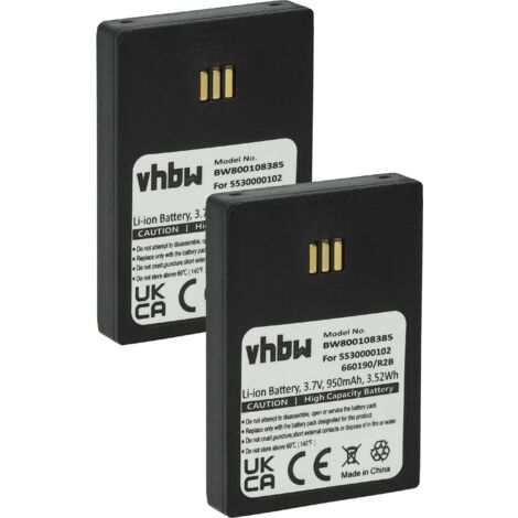 vhbw 2x Battery compatible with Ascom i62 Protector, i62 Talker ...