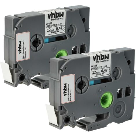 vhbw 2x Label Tape compatible with Brother PT 220, 210E, 2110, 2200 ...
