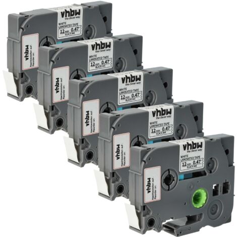 vhbw 5x Label Tape compatible with Brother PT 1250, 1200S, 1230PC ...