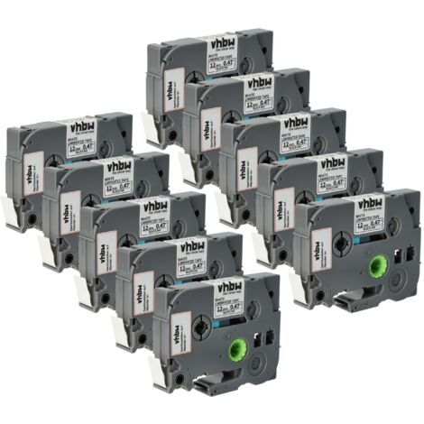 vhbw 10x Label Tape compatible with Brother PT 1100CH, 1080SBT, 1090 ...