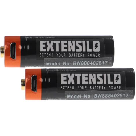 EXTENSILO 2x AA Mignon Battery - with Micro USB Connector, (920mAh, 1.5 ...