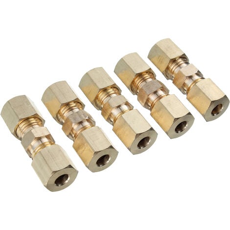 5PCS Raccord de compression en laiton connecteur droit 3/16'' union de conduite de frein hydraulique