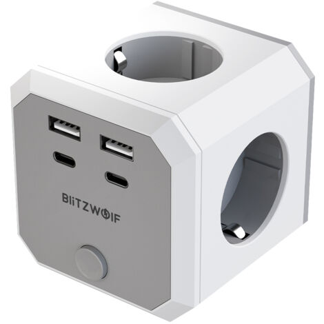 BlitzWolf Multiprise Murale Cube 8 en 1 Multiprise Cube 4000W/16A avec Porte de Sécurité 2 Port ...