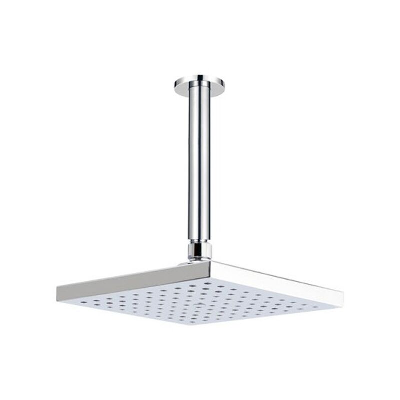 Square 200mm Fixed Shower Head Chrome Single + Swivel Joint + Ceiling ...