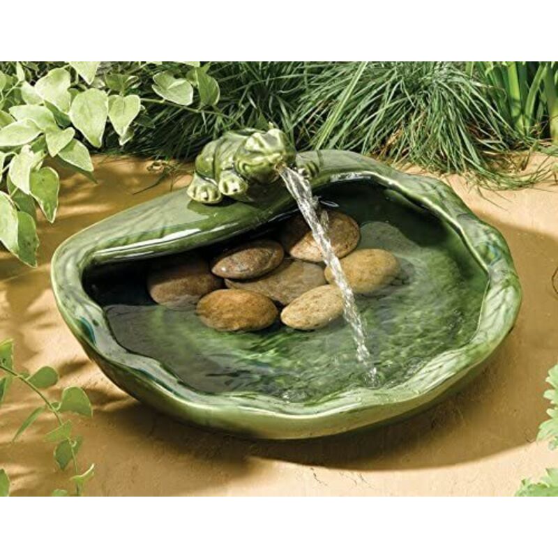 Smart Garden Solar Ceramic Glazed Frog Garden Water Feature Fountain ...