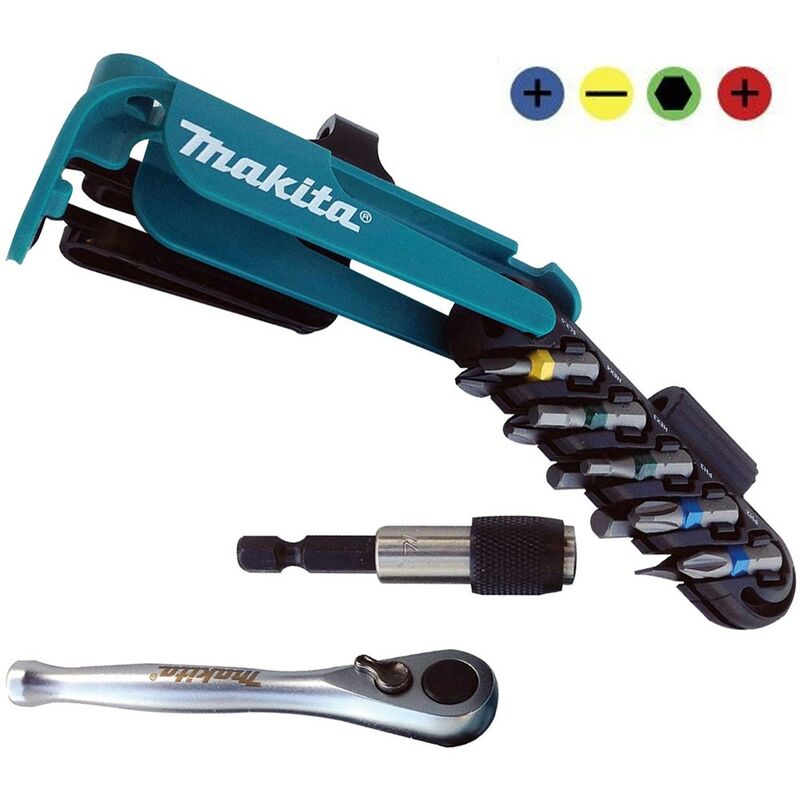 Makita P 79142 Screwdriver Bit Set Colour Coded Ratchet Bit Holder PZ2 PZ3