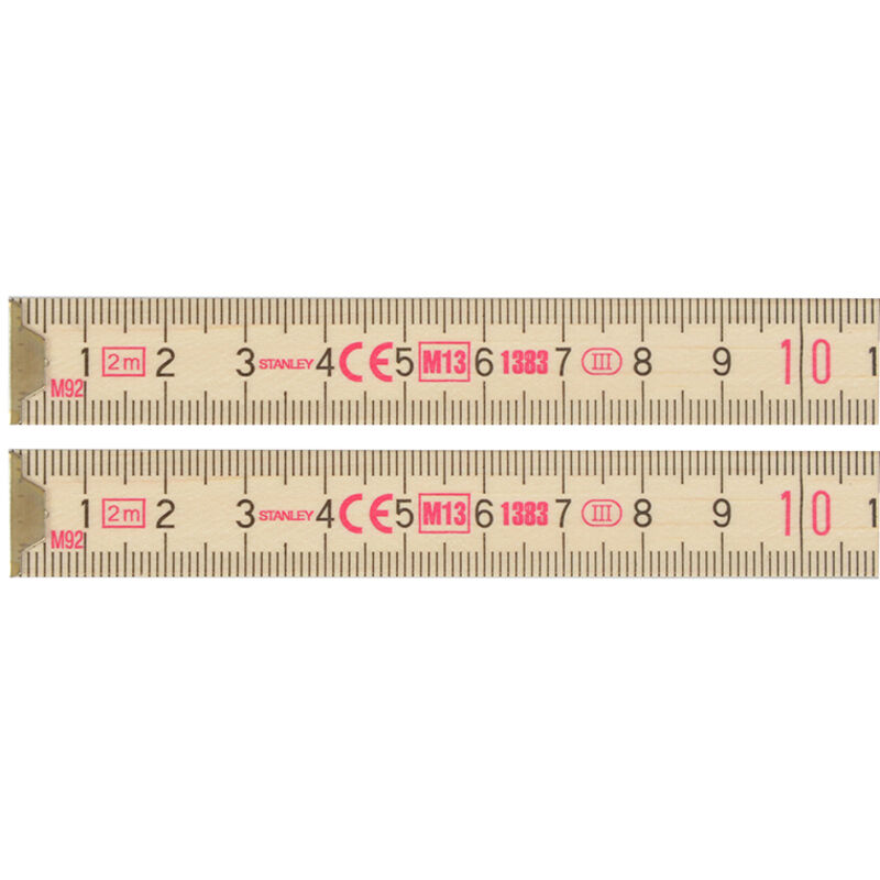 Stanley Folding Wooden Metric 2m Rule Ruler 2 Meter 200cm 0-35-455 ...