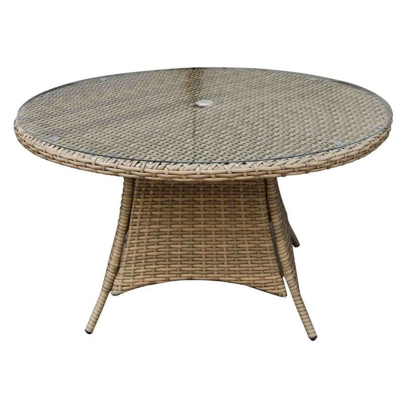 Signature Weave Darcey Wicker 8 Seater Dining Table Natural Round 180cm