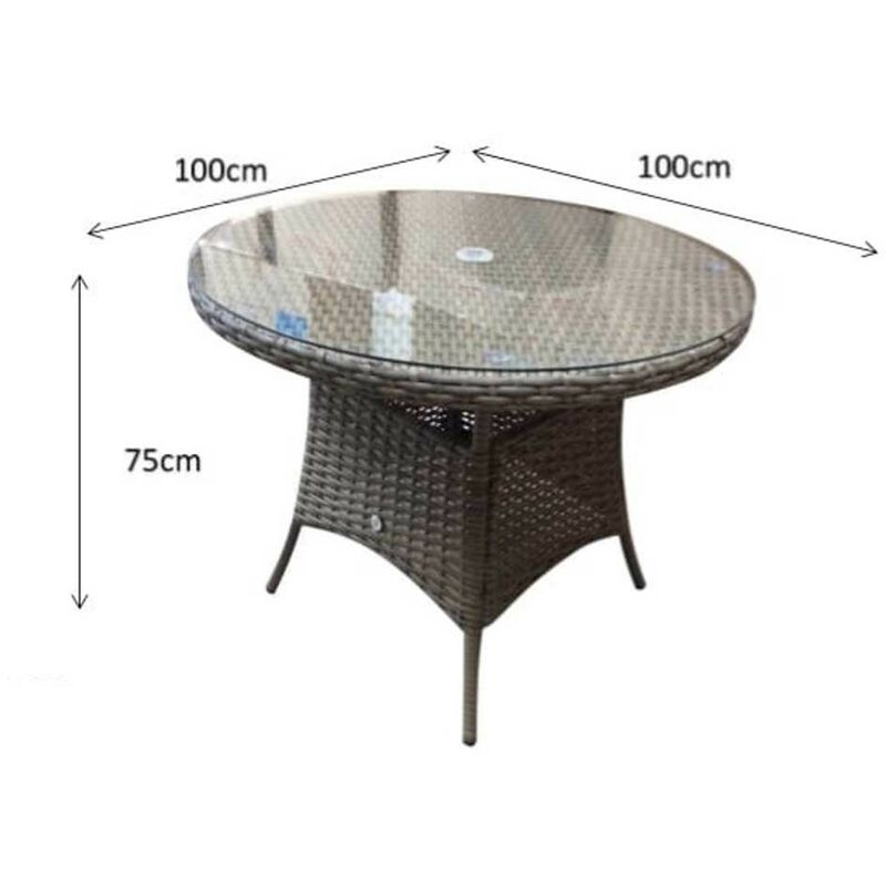 Signature Weave Florence Wicker 4 Seater Round Dining Table Brown 100cm
