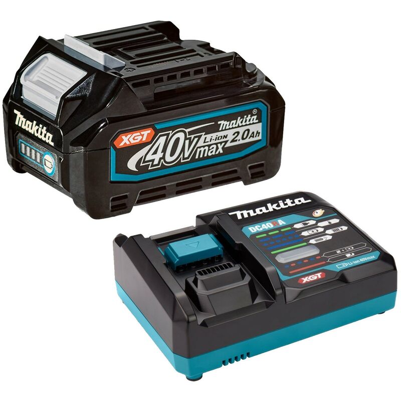 Makita BL4020 40V Max XGT 2.0ah Battery + DC40RA Rapid Fast Charger Twin Pack