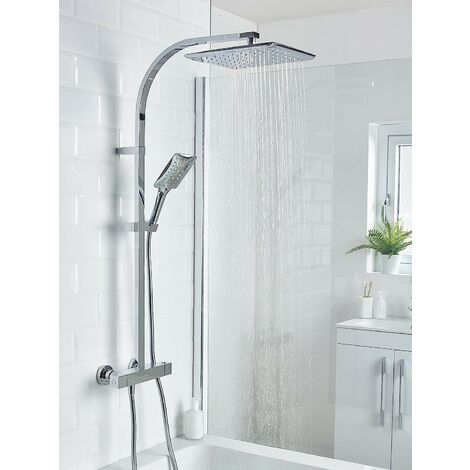 Bristan Vertico Thermostatic Exposed Square Shower Mixer Rigid Riser + 11"" Head