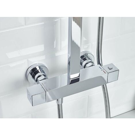 Bristan Vertico Thermostatic Exposed Square Shower Mixer Rigid Riser + 11"" Head