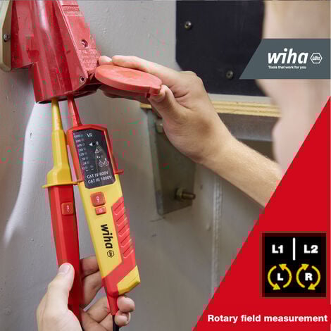 Wiha voltage and continuity tester 12 - 1,000 V AC, CAT IV incl. 2x AAA ...