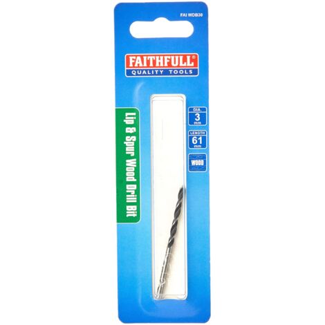 Faithfull 13242 8 Lip & Spur Wood Drill Bit 3mm FAIWDB30