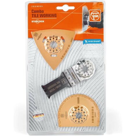 Fein E-Cut Saw Blade 3PC Multi Tool Grout Tile Starlock Set Carbide ...