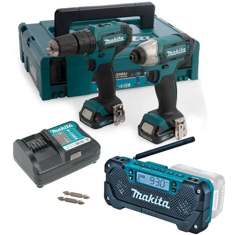 Makita CLX228AJ 12v CXT Cordless Combi Hammer Drill + Impact Driver ...