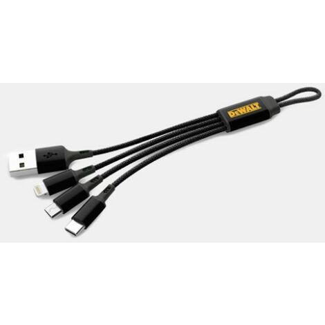 Dewalt 3 in 1 Multi Head USB Charger Cable iPhone Android Charging Lead X 2