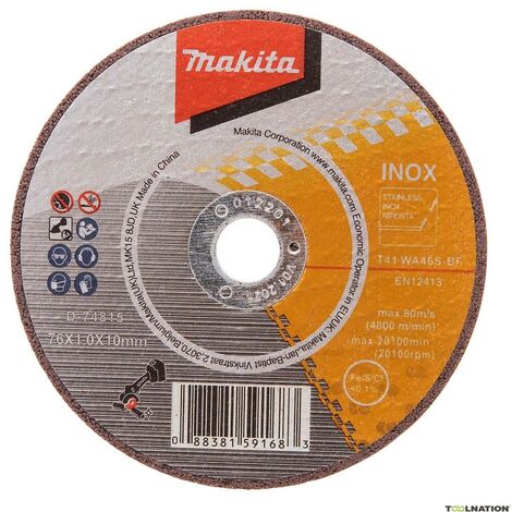 Makita D-74815 Cut-Off Wheel Stainless Steel Cutting Disc 76mm x 10mm x ...