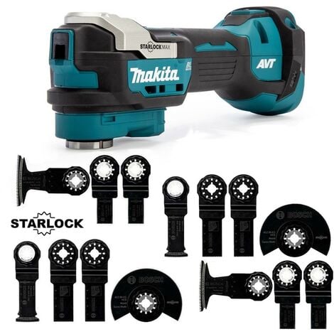 Makita DTM52Z 18v LXT Brushless Multi Tool Starlock MAX Keyless + 12PC Blade Set